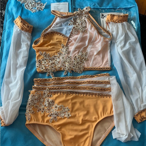 bfree | Costumes | Elegant Kids Dance Costume In Cream And Gold | Poshmark